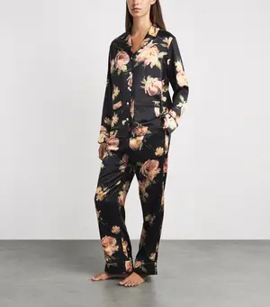 Harrods Silk Midnight Rose Pyjama Set