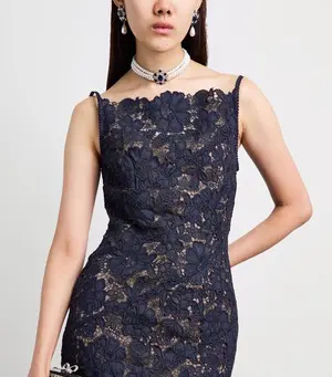 SELF-PORTRAIT Lace Sleeveless Midi Dress