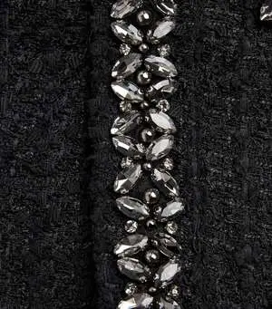 SELF-PORTRAIT Satin Bouclé Crystal-embellished Midi Dress