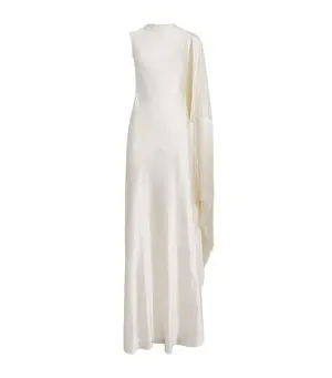 SELF-PORTRAIT Satin Fringe Maxi Dress