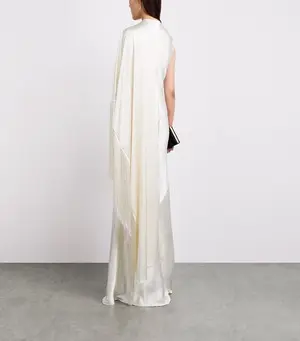 SELF-PORTRAIT Satin Fringe Maxi Dress