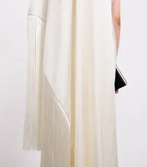 SELF-PORTRAIT Satin Fringe Maxi Dress
