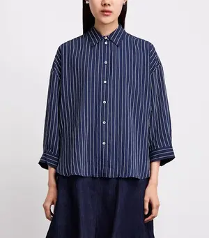 ME+EM Cotton Voile Cropped-sleeve Shirt