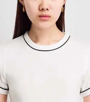 ME+EM Cotton-modal Contrast-trim T-shirt