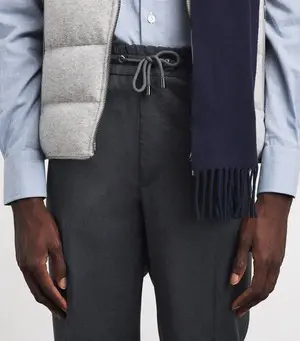 Pal Zileri Stretch-virgin Wool Drawstring Trousers - Grey