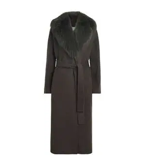 YVES SALOMON Wool-cashmere Fur-trim Coat
