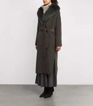 YVES SALOMON Wool-cashmere Fur-trim Coat