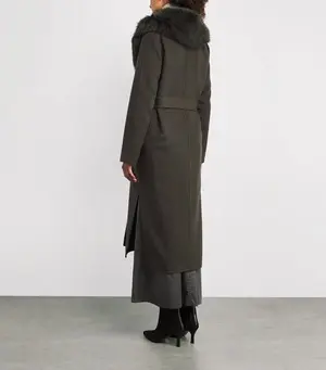 YVES SALOMON Wool-cashmere Fur-trim Coat
