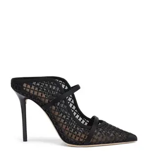 MALONE SOULIERS Sequin Mesh Maureen Heeled Mules 100 - Black