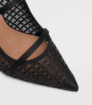 MALONE SOULIERS Sequin Mesh Maureen Heeled Mules 100