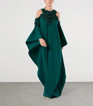 Marina Rinaldi Tony Ward Embellished Cold-shoulder Maxi Dress - Clear
