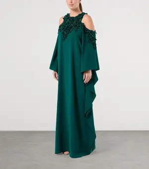 Marina Rinaldi Tony Ward Embellished Cold-shoulder Maxi Dress - Clear