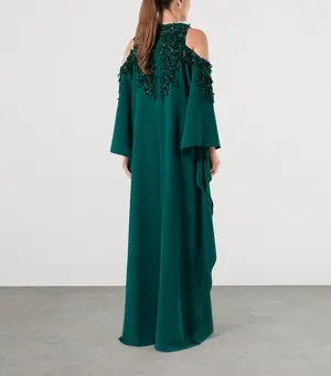 Marina Rinaldi Tony Ward Embellished Cold-shoulder Maxi Dress - Clear