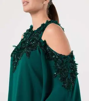 Marina Rinaldi Tony Ward Embellished Cold-shoulder Maxi Dress - Clear