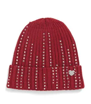 Monnalisa Embellished Knit Beanie - Red