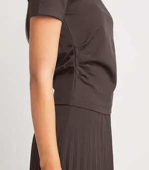 Claudie Pierlot Ruched Pleated-skirt Midi Dress