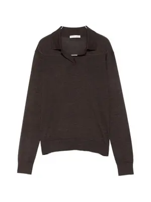 THE ROW Pauli Wool And Silk Polo Sweater - Brown