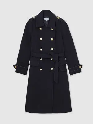 REISS Wool-blend Double-breasted Coat
