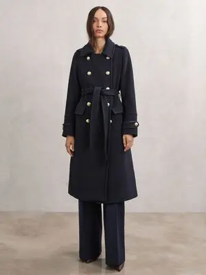 REISS Wool-blend Double-breasted Coat