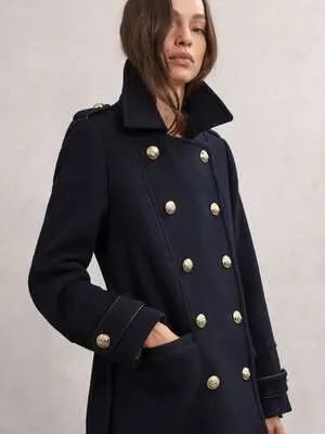 REISS Wool-blend Double-breasted Coat