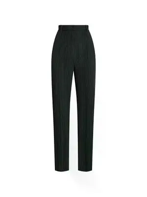 Dolce & Gabbana Pinstripe Wool Trousers - Black