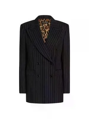 Dolce & Gabbana Linda Double-breasted Pinstripe Wool Jacket - Black
