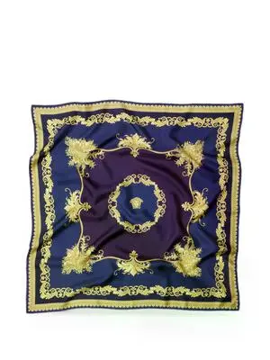 Versace Printed Silk Twill Scarf 90 Cm - Purple