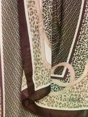 Liu Jo Leopard-print Monogram-pattern Scarf - Brown