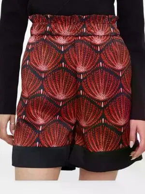 Sisley Ruffled Patterned Shorts - Red
