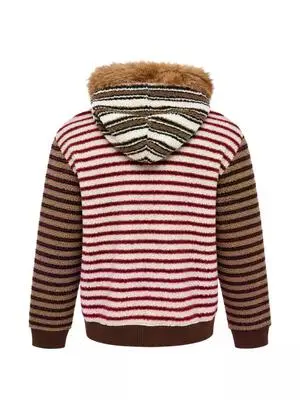 Andersson Bell Patchwork Stripe Faux-fur Trim Hoodie
