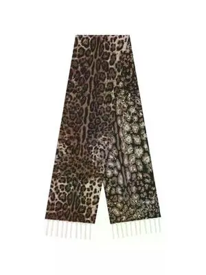 Dolce & Gabbana Leopard-jacquard Wool Stole - Brown