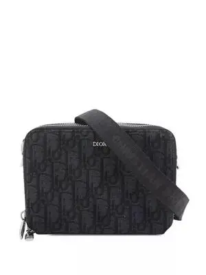 Dior 2015-2026 Oblique Pouch With Strap Crossbody Bag - Black
