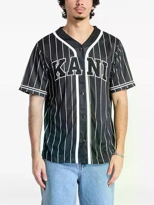 KARL KANI Pinstripe Logo Shirt - Black