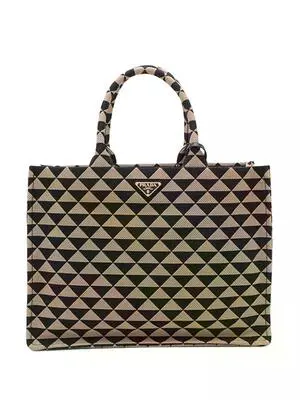Prada 2013-2026 Large Triangolo Jacquard Symbole Tote Bag - Brown