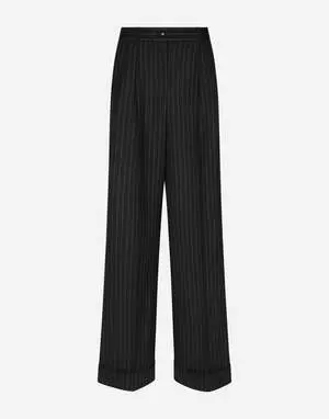 Dolce & Gabbana Flared Pinstripe Wool Pants Pants And Shorts - Multicolor