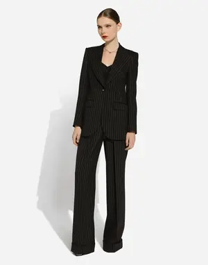 Dolce & Gabbana Flared Pinstripe Wool Pants Pants And Shorts