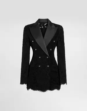 Dolce & Gabbana Floral Lace Peak Lapel Blazer