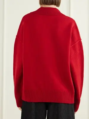 AMI Paris Virgin Wool-intarsia Polo Sweater