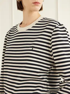 AMI Paris Logo-embroidered Striped Cotton-jersey T-shirt