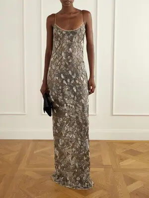 ILKYAZ OZEL Isis Embellished Organza Maxi Dress