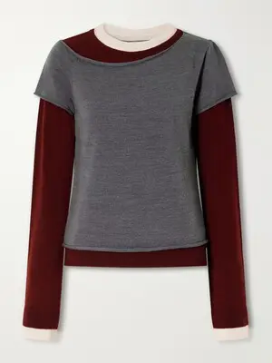 Staud Sera Layered Wool-blend Sweater - Gray