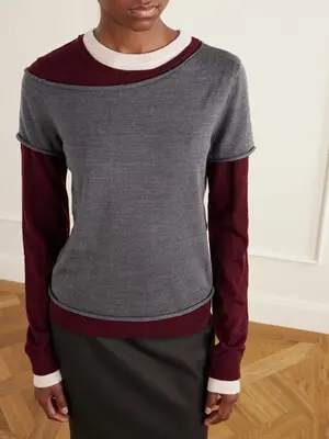 Staud Sera Layered Wool-blend Sweater