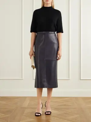 Nour Hammour Alana Leather Midi Skirt
