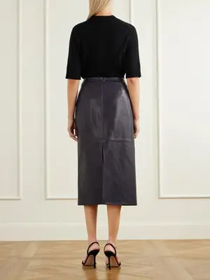 Nour Hammour Alana Leather Midi Skirt