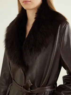 Nour Hammour Niven Belted Shearling-trimmed Leather Trench