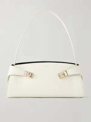 FERRAGAMO Hug Leather Shoulder Bag - Neutrals