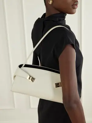 FERRAGAMO Hug Leather Shoulder Bag - Neutrals
