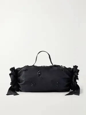 Simone Rocha Double Ribbon Rosette Crystal-embellished Satin Shoulder Bag