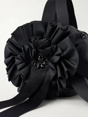 Simone Rocha Double Ribbon Rosette Crystal-embellished Satin Shoulder Bag