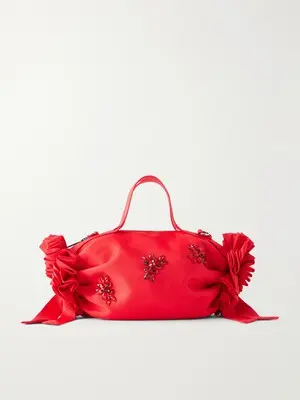 Simone Rocha Double Ribbon Rosette Crystal-embellished Satin Shoulder Bag